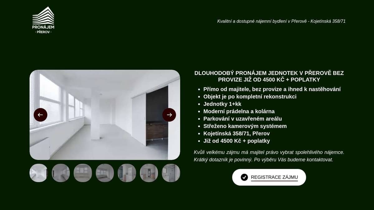 Dlouhodobý pronájem v Přerově bez provize již od 4500,- Kč